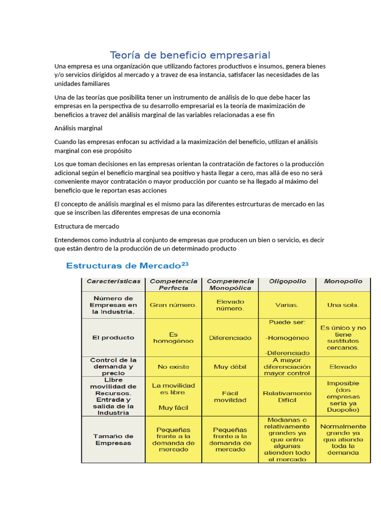 Teoría de Beneficio Empresarial | PDF | Mercado (economía ...