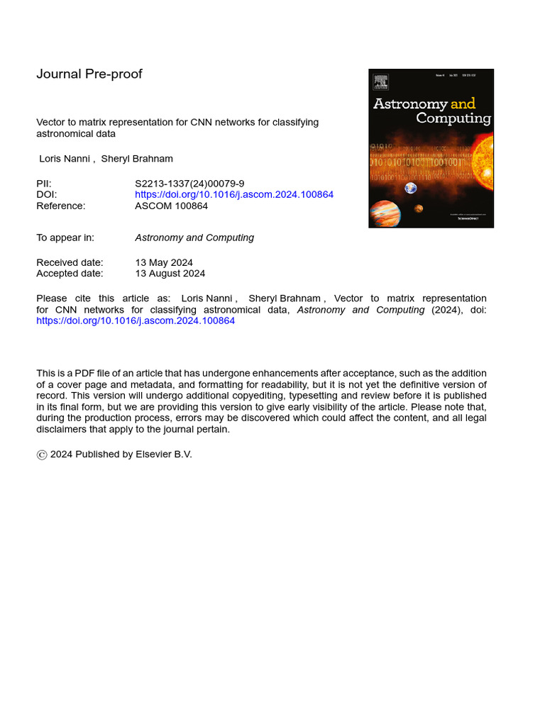 Vector To Matrix Representation For CNN Networks For Classifying ...