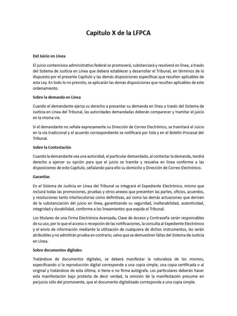 Capitulo X de La LFPCA | PDF | Demanda judicial | Ley procesal