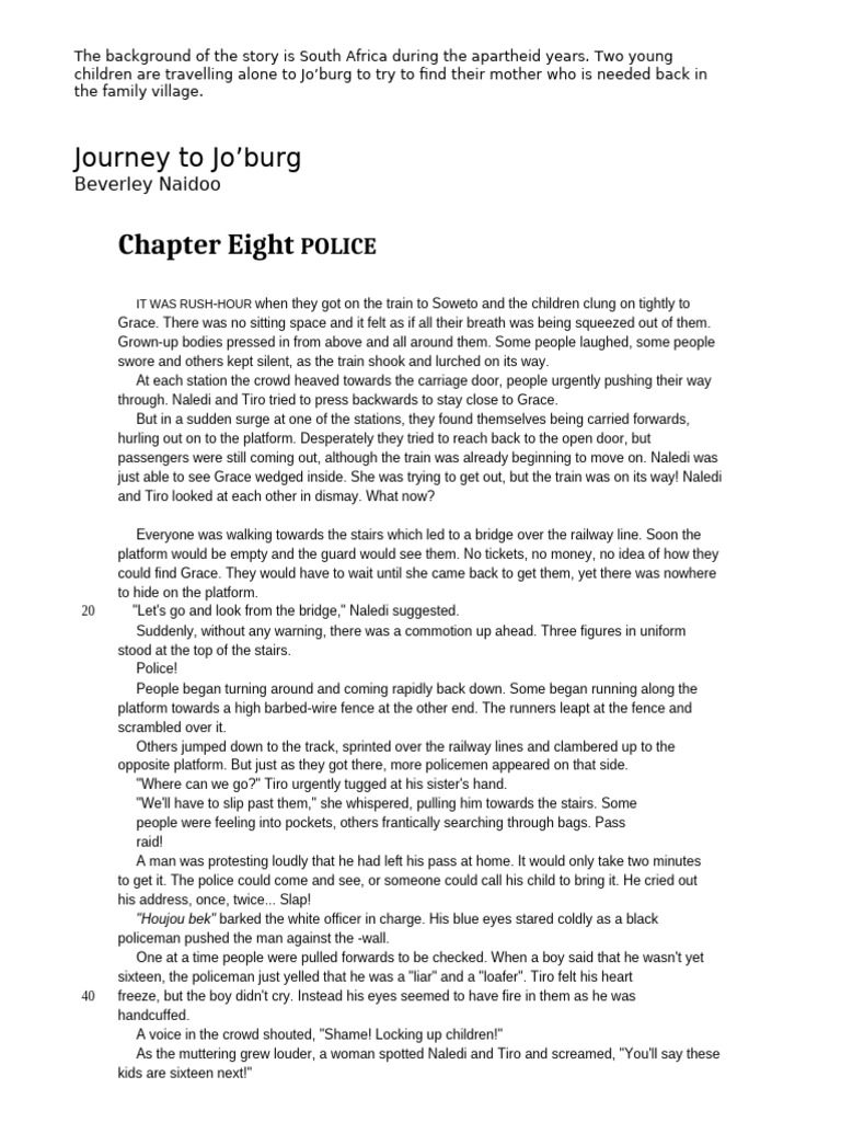 1-Journey To Jo'Burg - Story | PDF