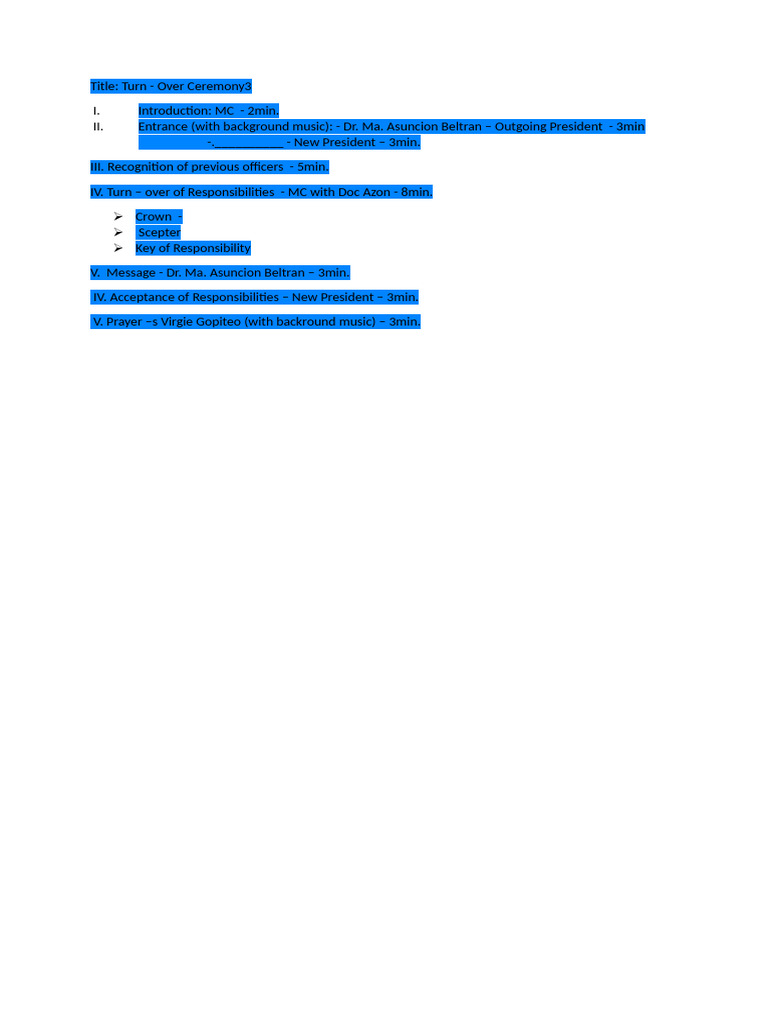 PWMU Turnover Ceremony Agenda | PDF | Heaven | Book Of Proverbs
