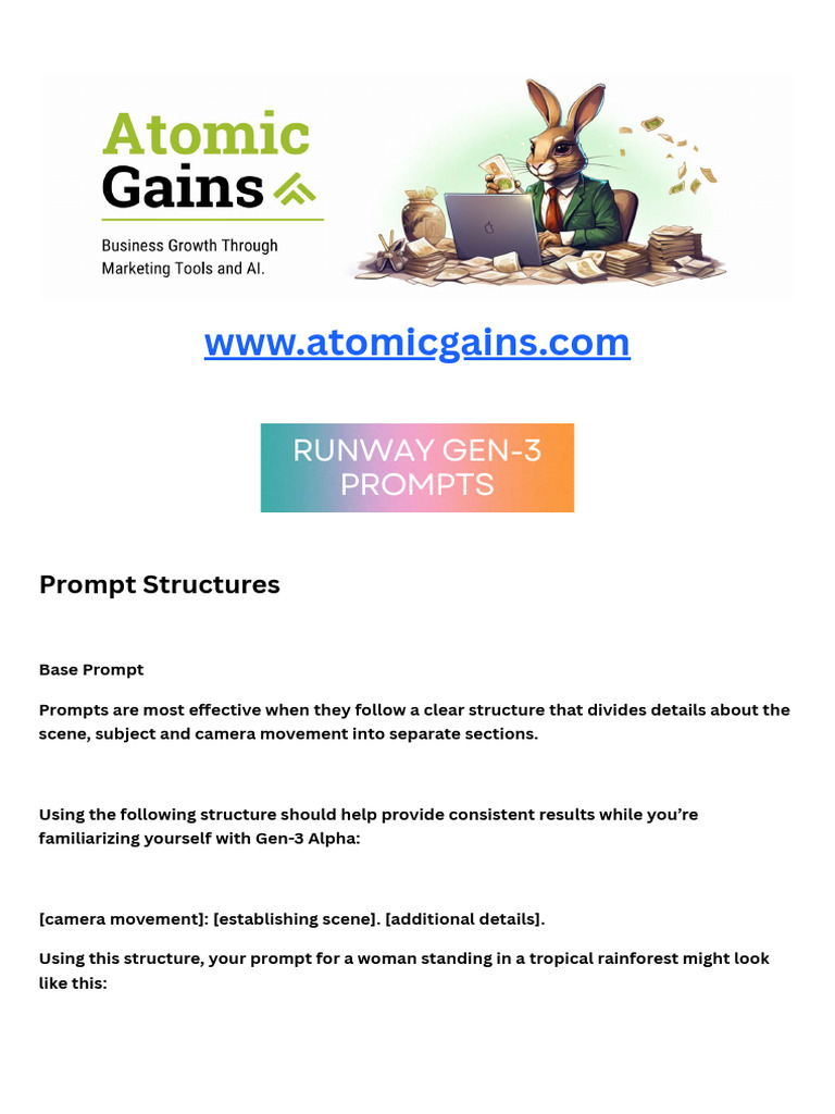 Runway Gen-3 Prompts File | PDF | Sky | Camera