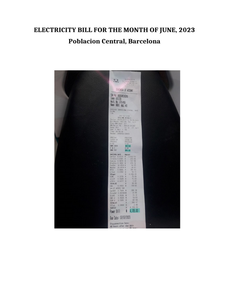 Electricity Bill For The Month of June | PDF