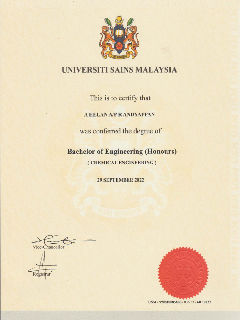 BE Hons Chemical Engineering | PDF