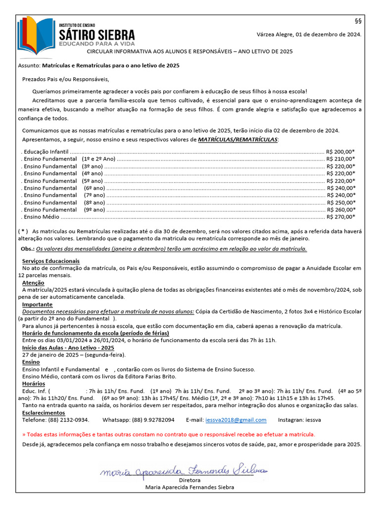 Circular Informativa - 2025 Atualizado | PDF