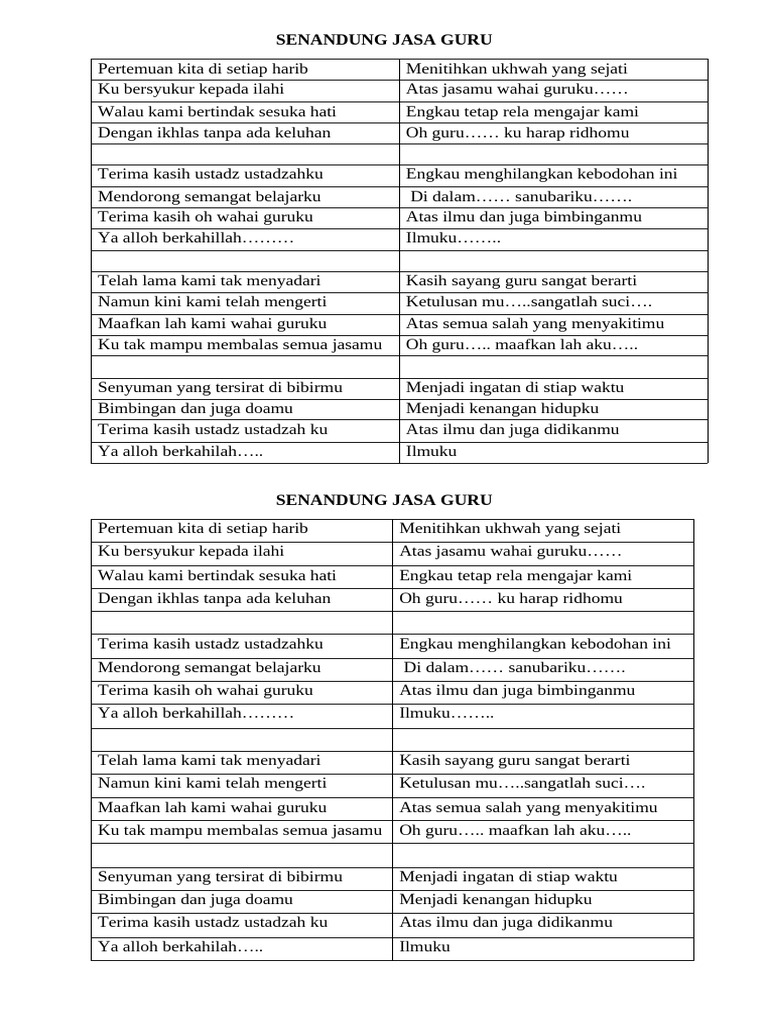 Lirik Senandung Jasa Guru | PDF