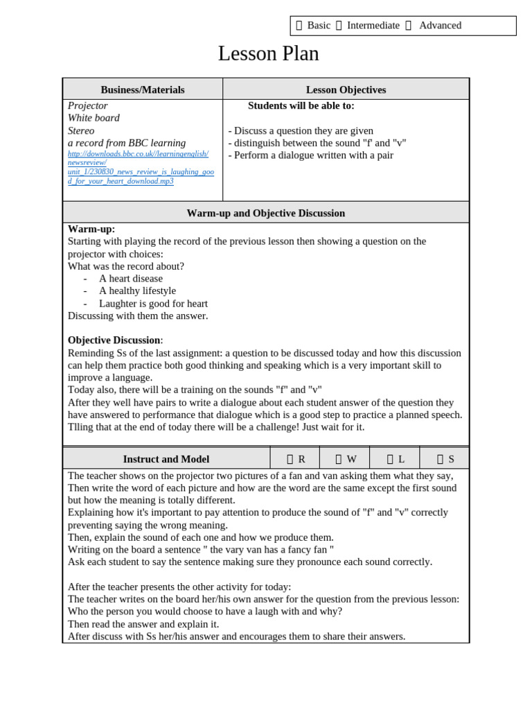 Speaking Lesson Plan | PDF | Question | Lesson Plan