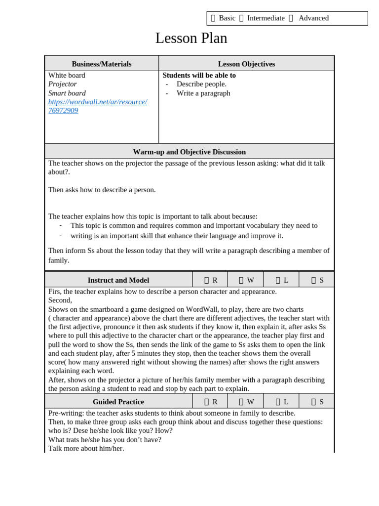 Writing Lesson Plan | PDF | Lesson Plan | Cognitive Science