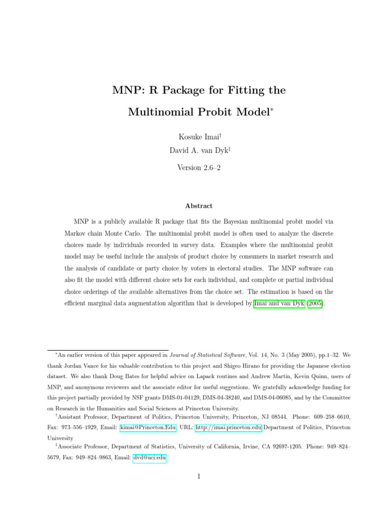 MNP | PDF | Probability Distribution | Dependent And Independent Variables