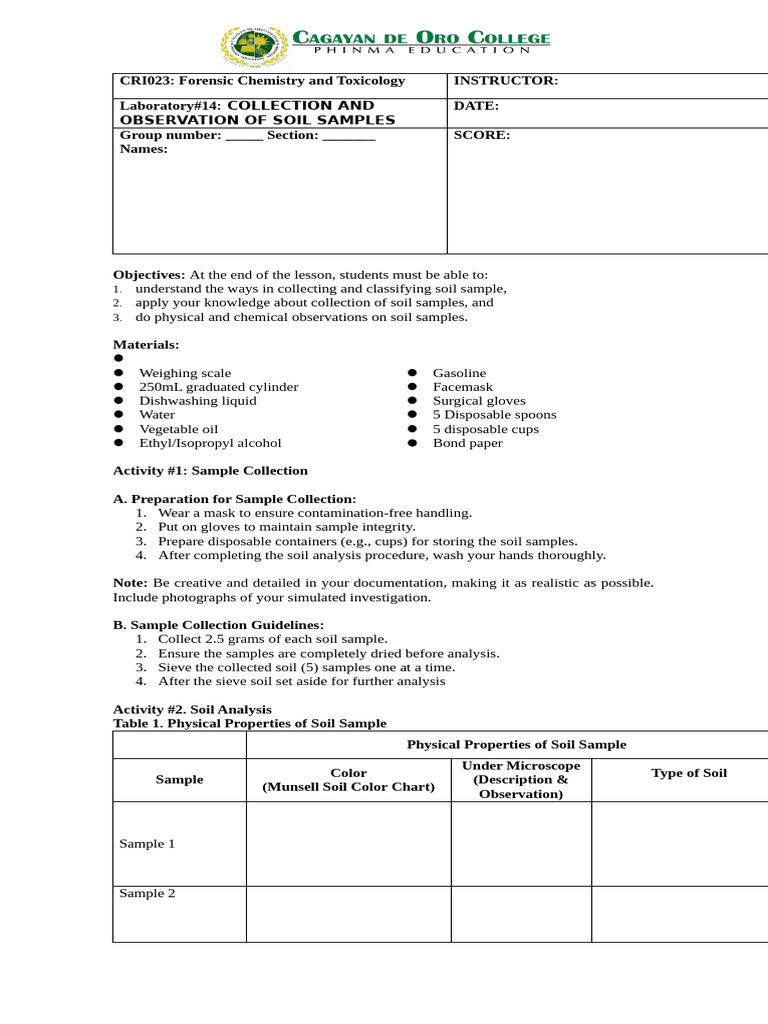 Soil Sample Collection and Analysis Guide | PDF | Soil | Crime Scene