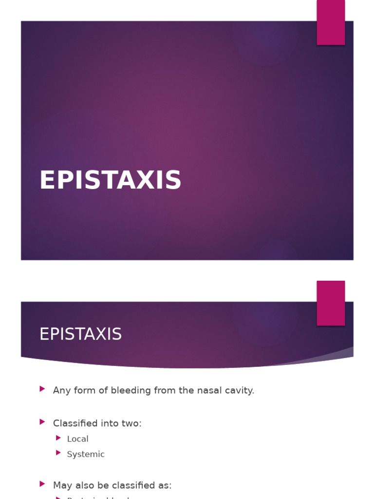Epistaxis. | PDF | Human Nose | Medical Specialties
