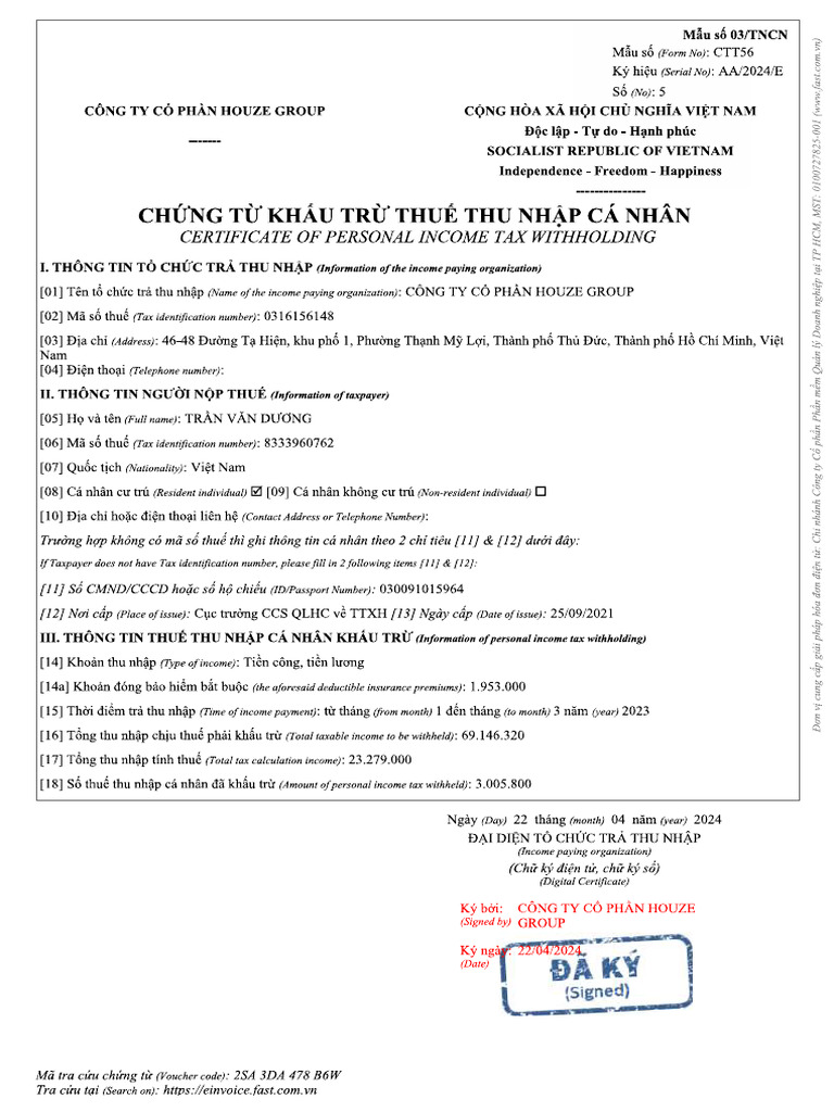 HG - Chung Tu Khau Tru Thue - Tran Van Duong | PDF