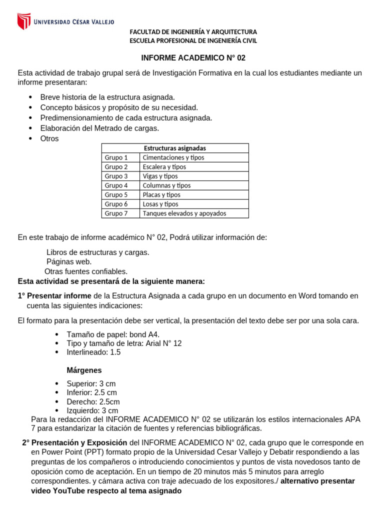 Informe Académico sobre Estructuras Civiles | PDF