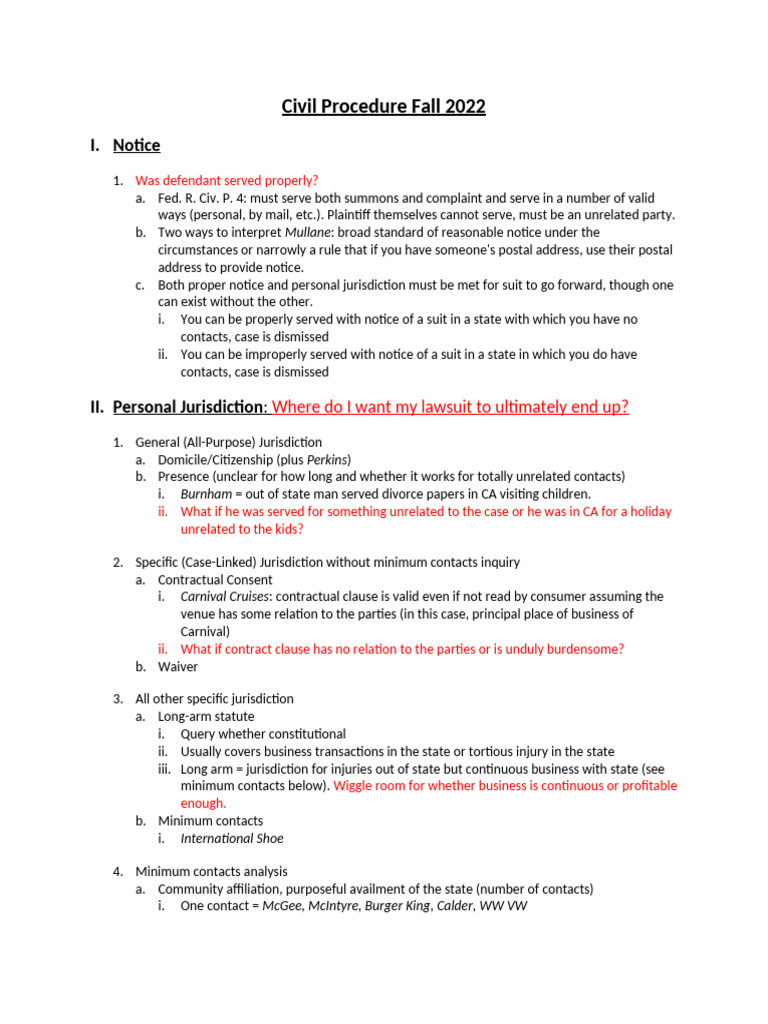 Civ Pro Midterm Outline Berman | PDF | Diversity Jurisdiction | Venue (Law)