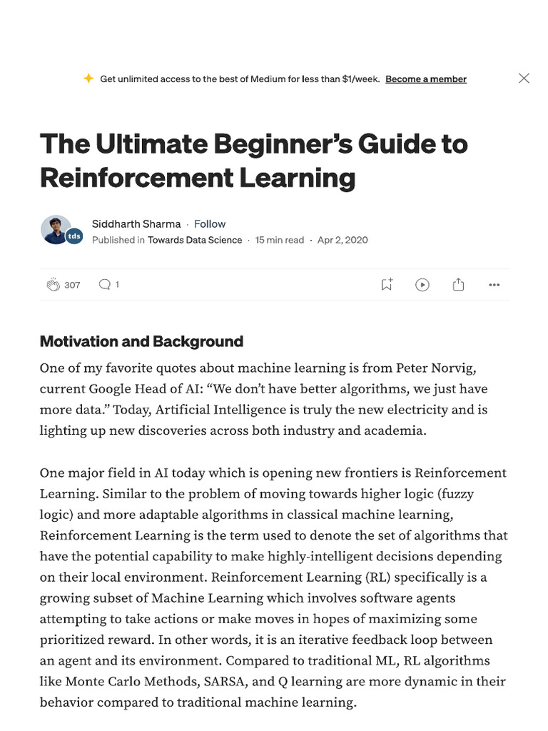 The Ultimate Beginners Guide To Reinforcement Learning 2 | PDF