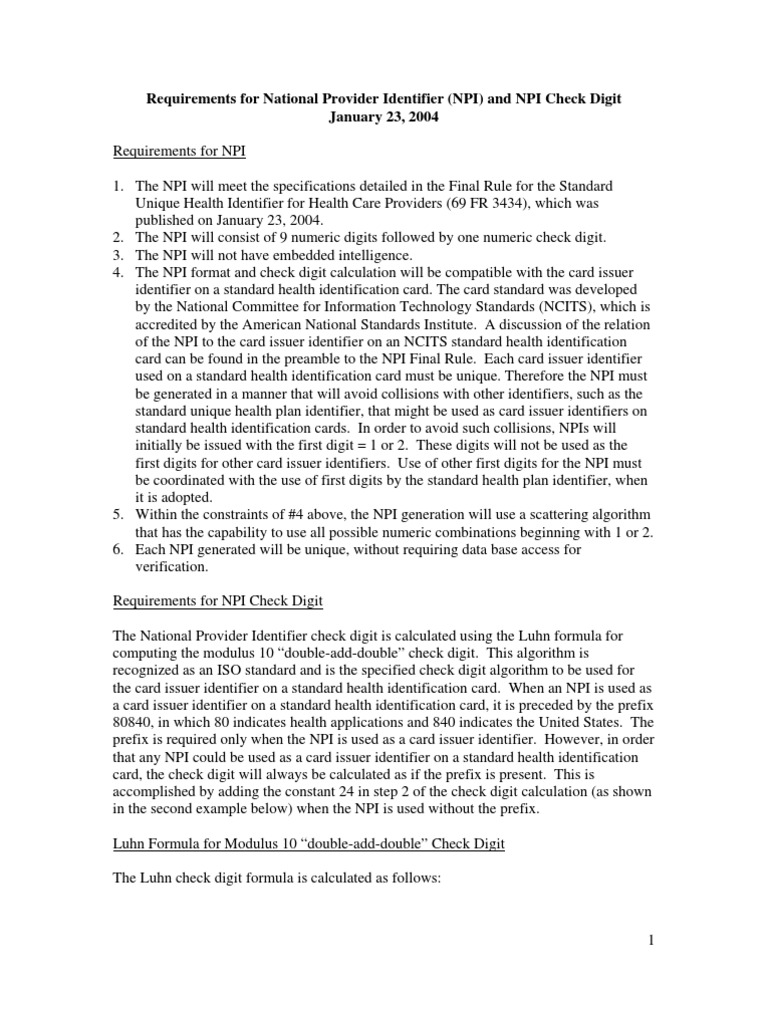 NPI Check Digit Algorithm | PDF | Computer Programming | Computer Data