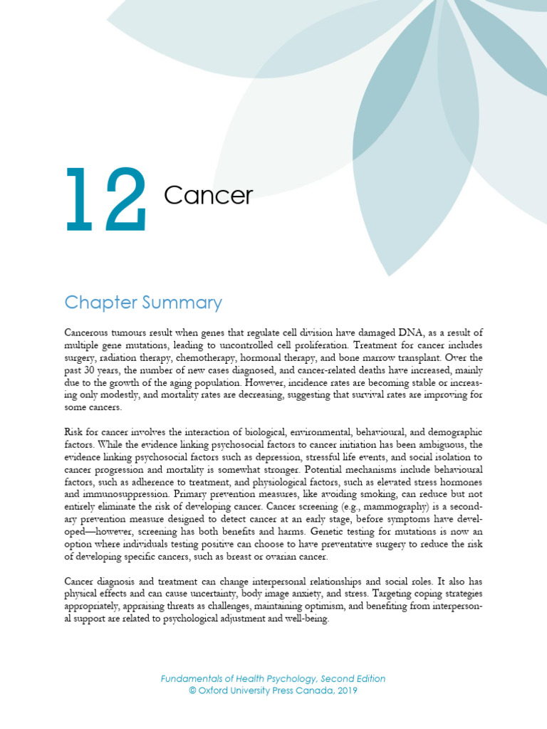 Hadjistavropoulos SSG Chapter12 | PDF | Cancer | Breast Cancer