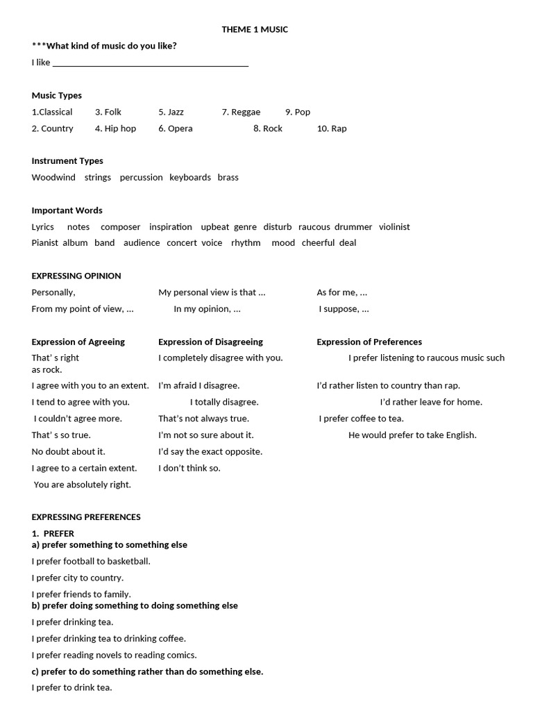 Music Preferences and Expressions Guide | PDF | Popular Music ...