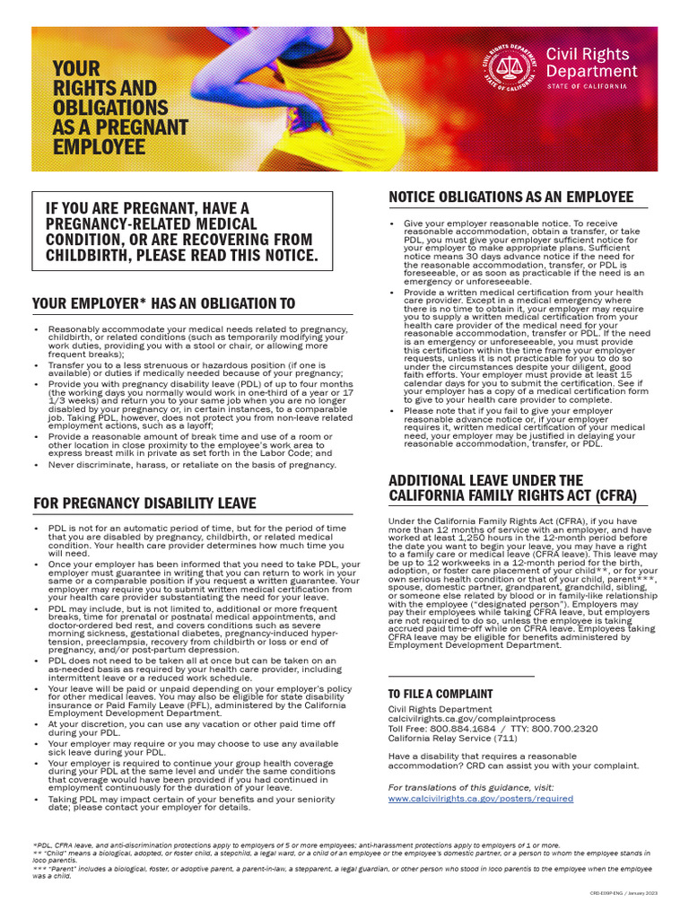 CAPregnancy Accommodation Notice | PDF | Employment | Pregnancy