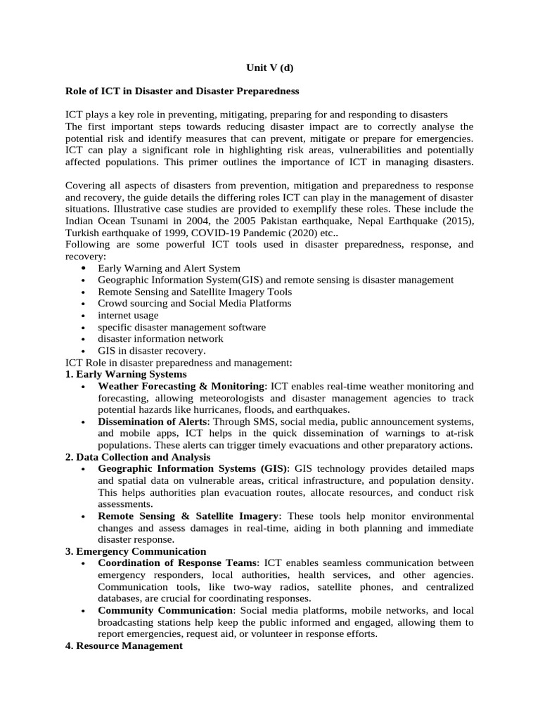 Unit V D | PDF | Emergency Management | Natural Disasters