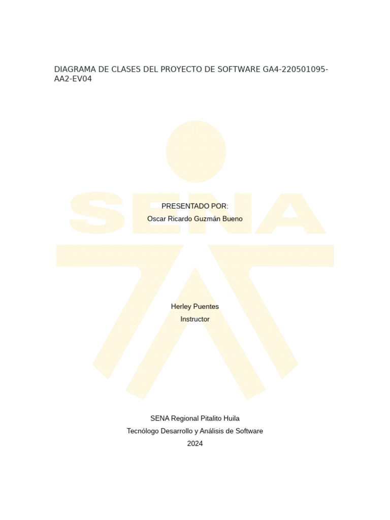 Diagrama de Clases Del Proyecto de Software Ga4-220501095-Aa2-Ev04 | PDF | Software | Diseño