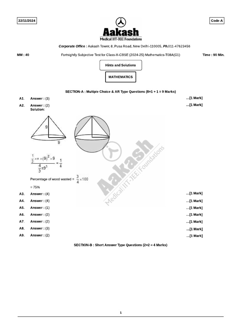 Fst-8a Math Ans | PDF