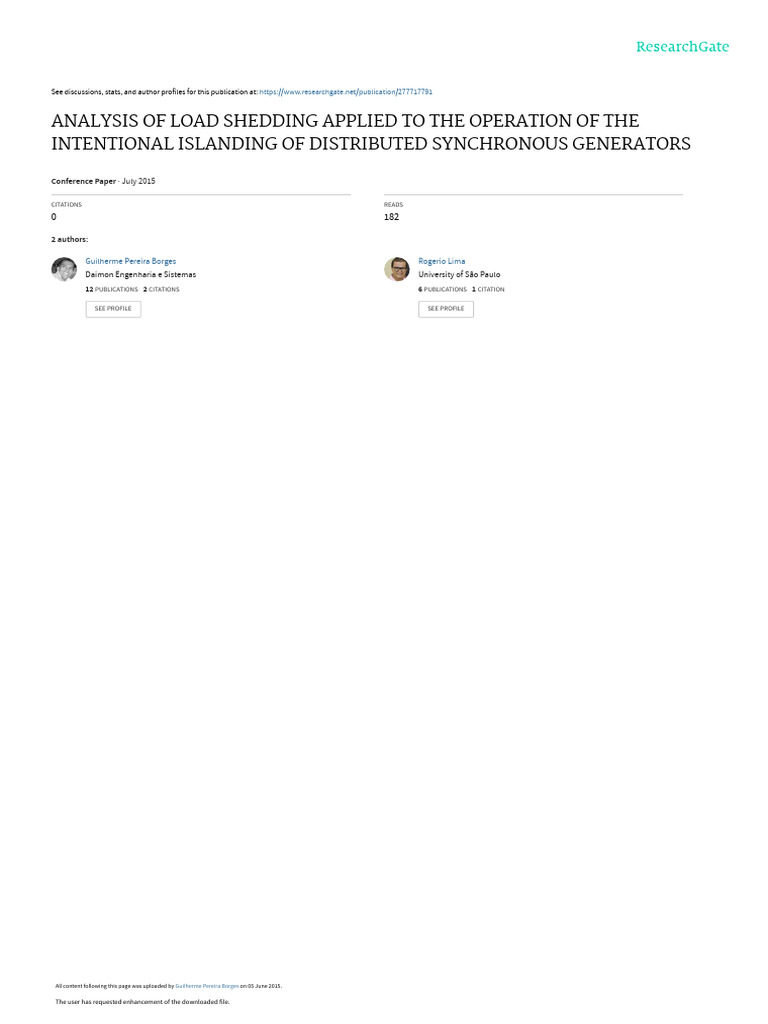 Load Shedding in Synchronous Generators | PDF | Electric Power ...