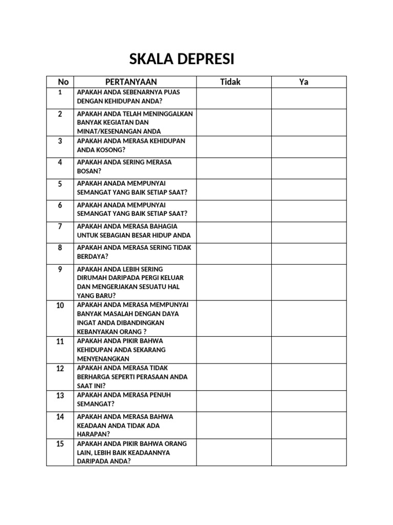 Skala Depresi | PDF