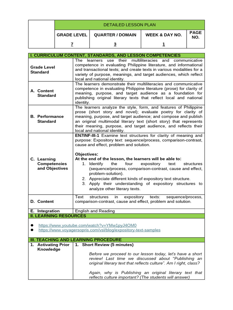 Grade 7 Expository Text Structures | PDF | Human Communication
