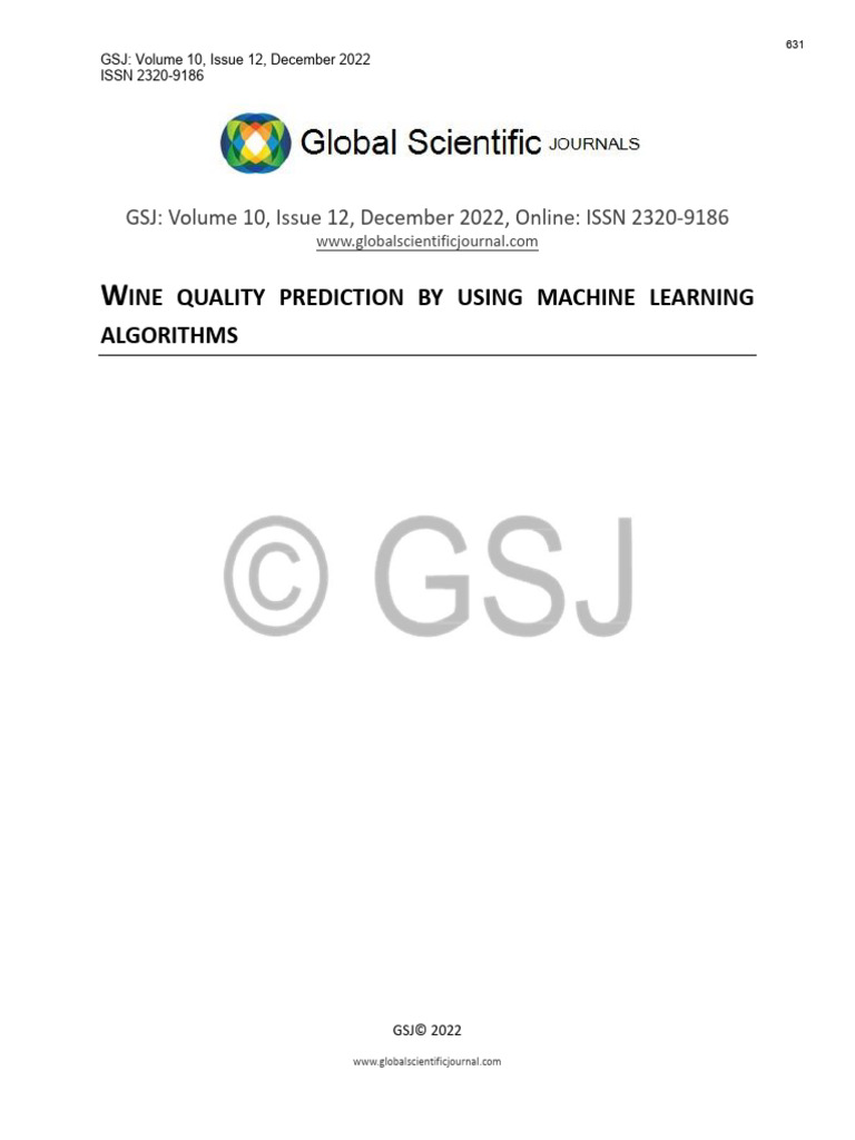 Wine Quality Prediction by Using Machine Learning Algorithms | PDF ...