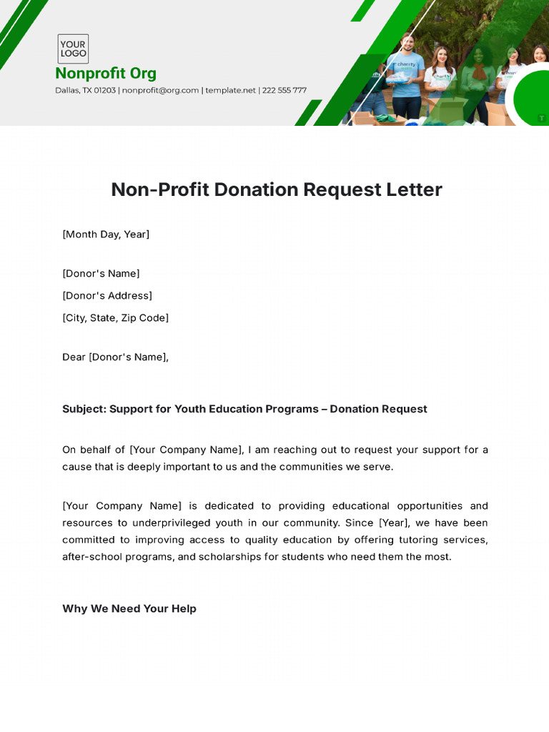 Non-Profit Donation Request Letter Template | PDF
