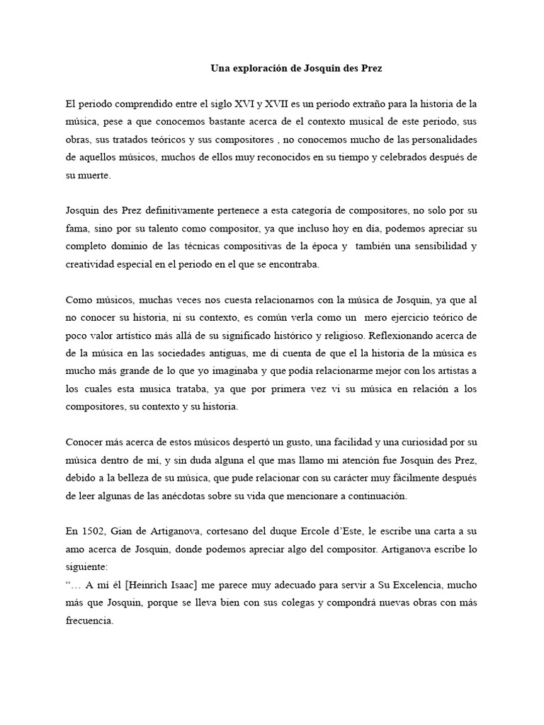 Josquin des Prez: Maestro del Renacimiento | PDF | Compositores