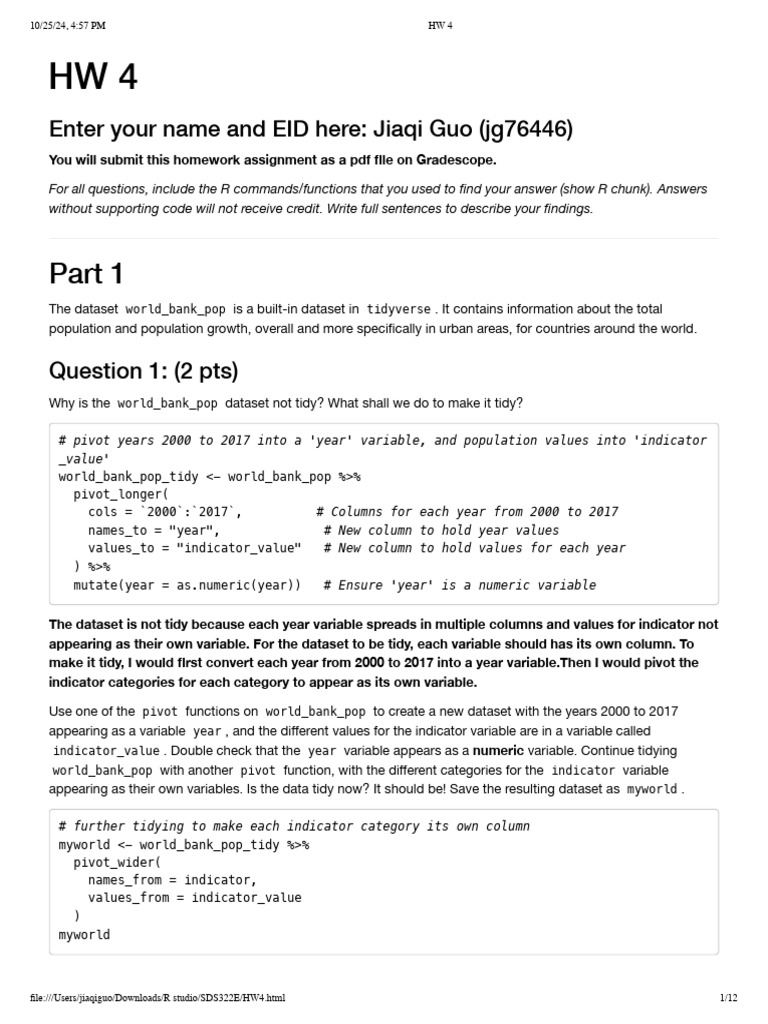 HW 4 | PDF | Computer Programming | Computing