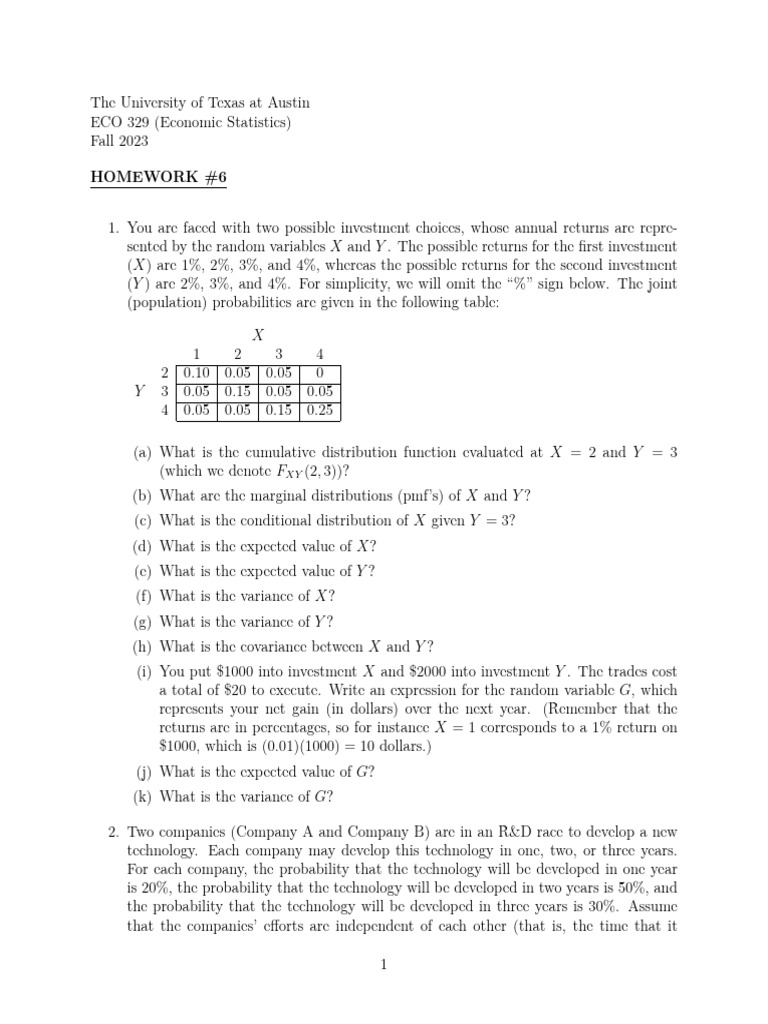 Homework 6 | PDF | Variance | Probability Distribution