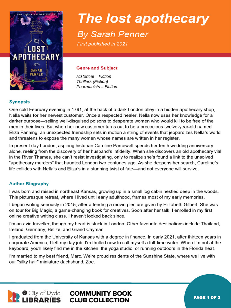 The Lost Apothecary Synopsis | PDF