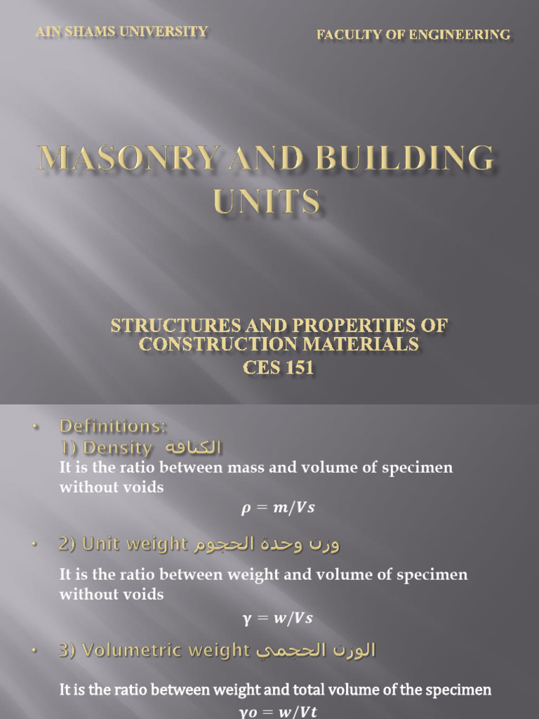 04 - Masonary and Building Units | PDF