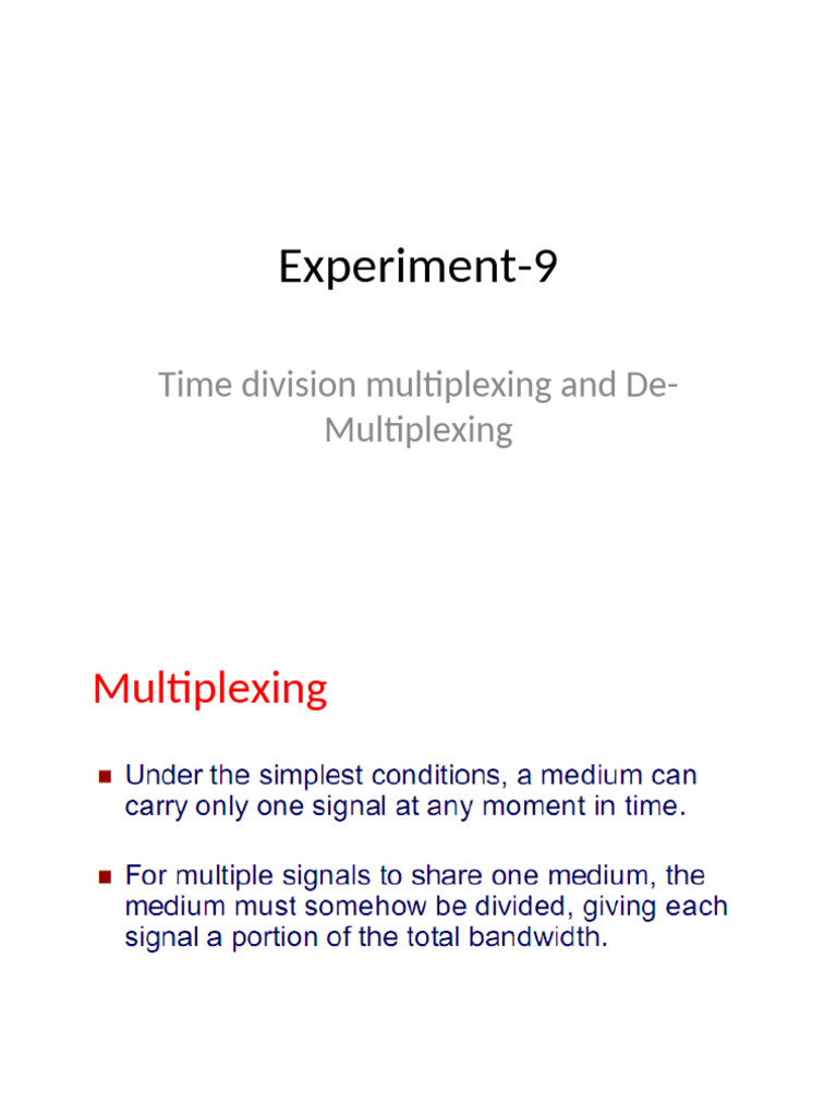 9 TDM | PDF | Multiplexing | Electronic Engineering