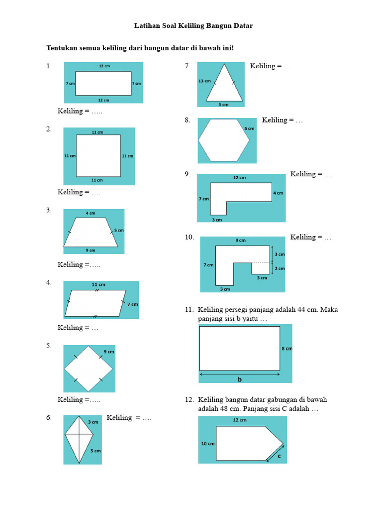 Latihan Soal Keliling Bangun Datar | PDF
