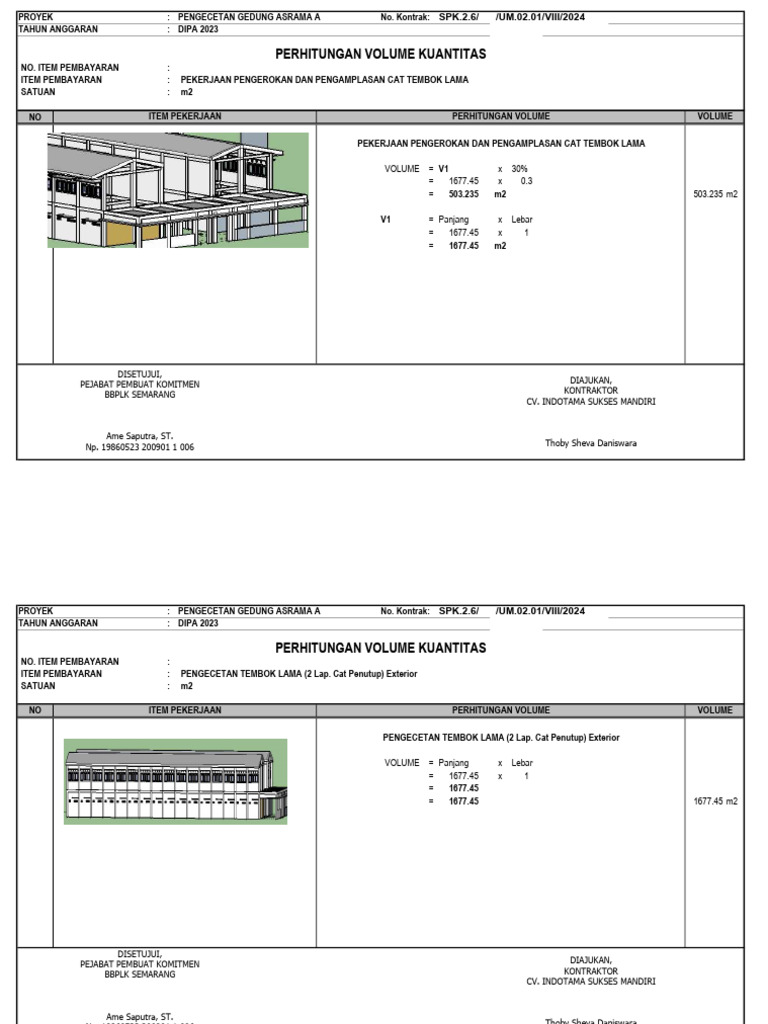 Backup Volume - Pengecetan Gedung Asrama A | PDF