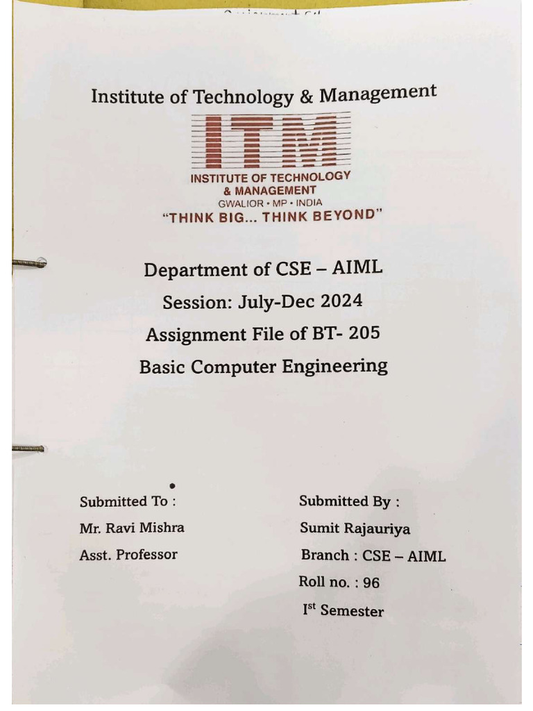 (BT-205) Assignment File | PDF