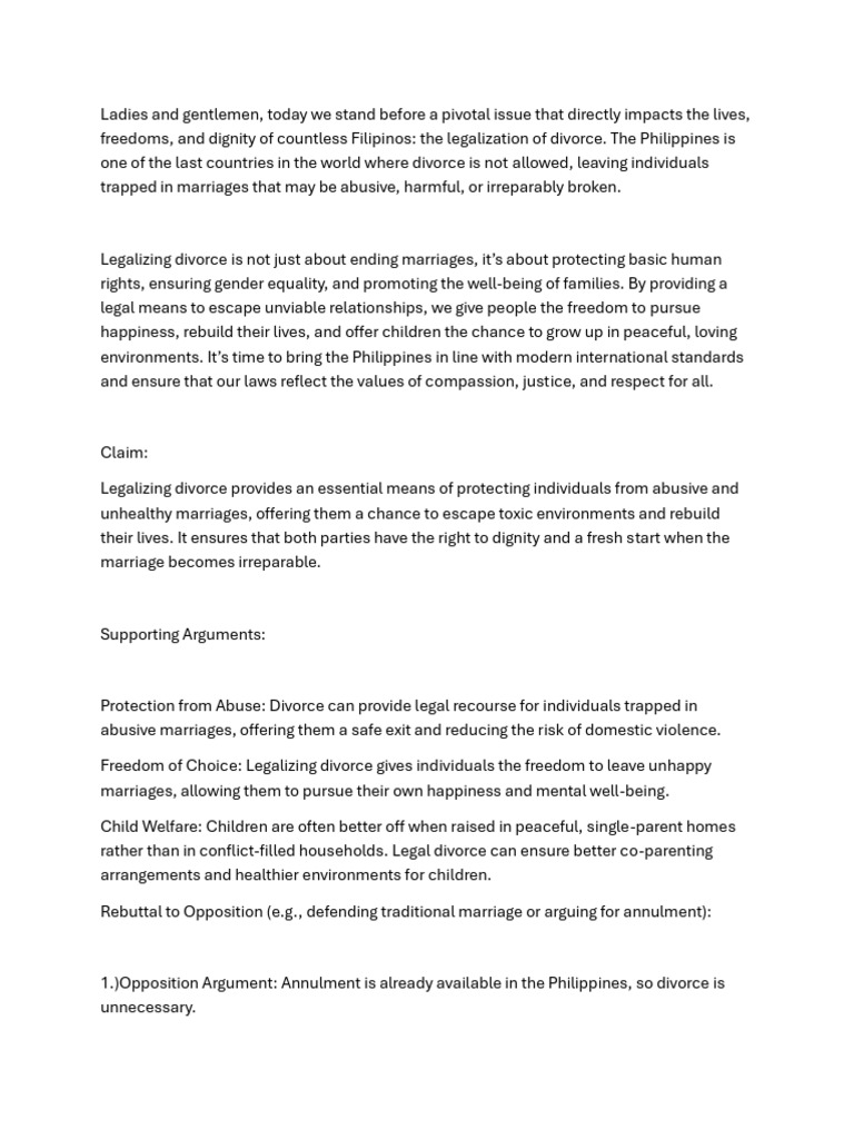 Debate | PDF | Divorce | Marriage