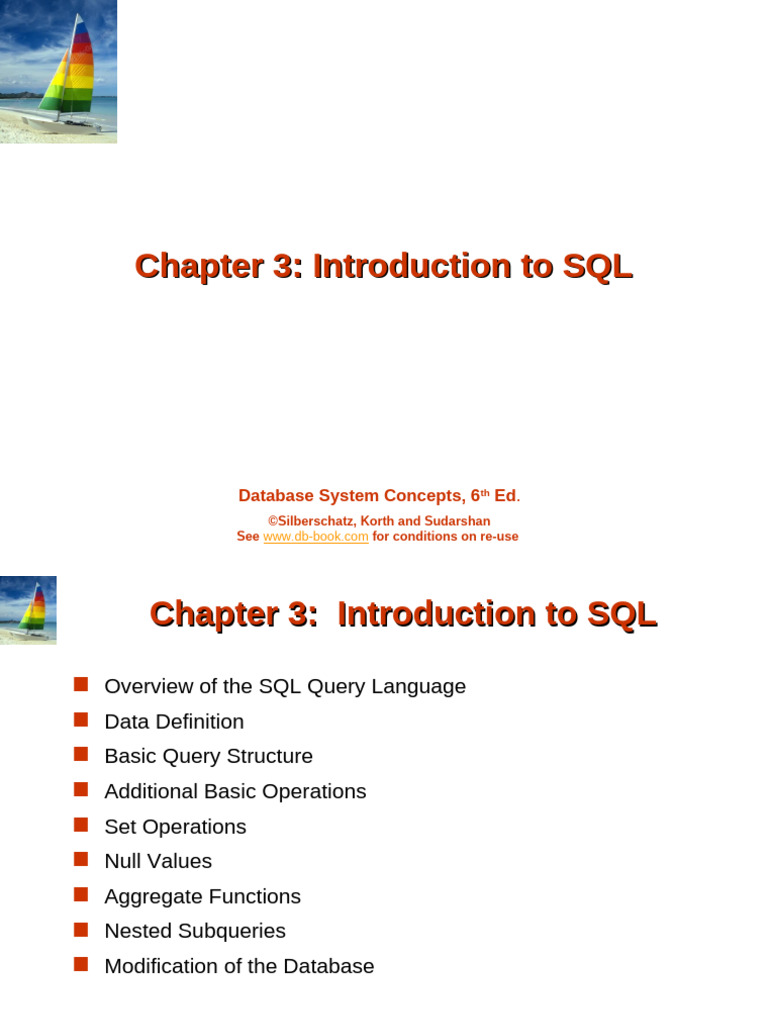 Chapter 3: Introduction To SQL | PDF | Sql | Relational Model