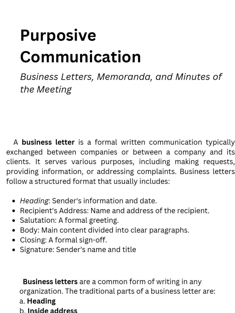 PCM Lesson BUSINESS LETTERS MEMORANDA MOTM | PDF