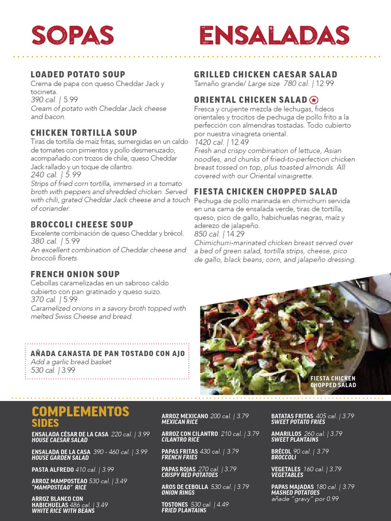 Menú de Ensaladas y Complementos | PDF | Alimentos | Cocina