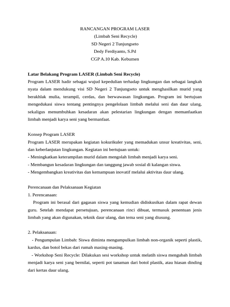 Rancangan Program Laser | PDF