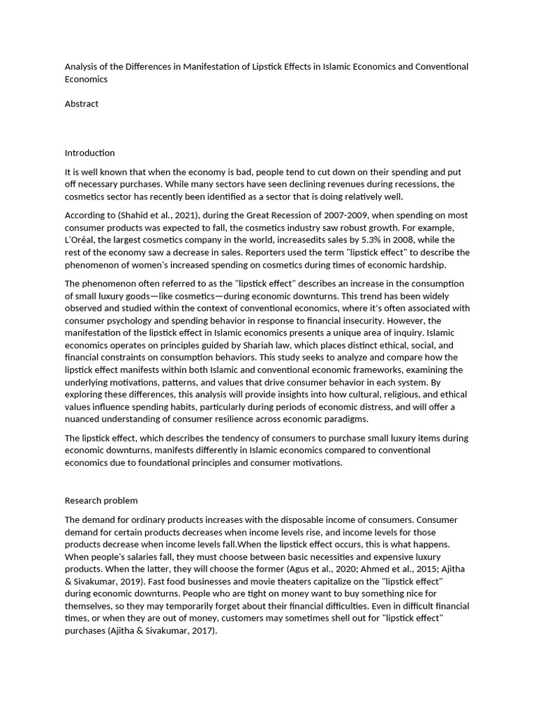 Lipstick Effect in Islamic vs. Conventional Economics | PDF | Economics ...