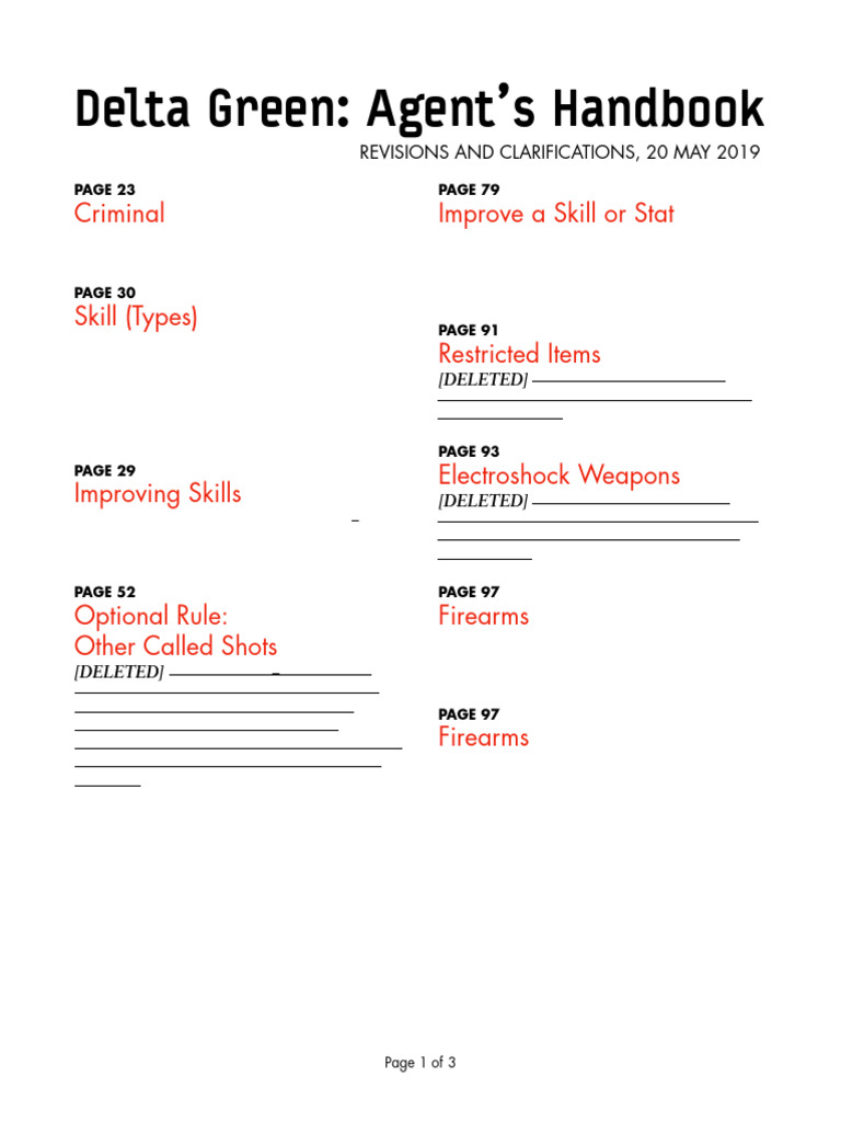 Delta Green Agents Handbook Errata 2019 03 20 | PDF | U.S. Immigration ...