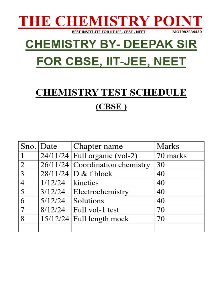 Test Schedule | PDF