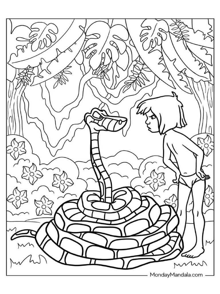 Mowgli Arguing With Kaa Coloring Sheet | PDF