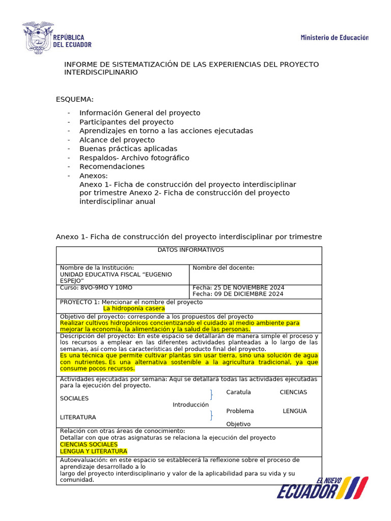Proyecto Interdisciplinar | PDF | Evaluación | Maestros